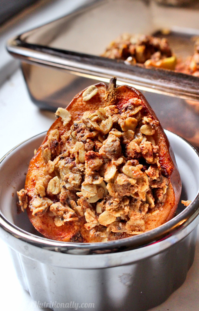 Single Serve Baked Pears with Oatmeal Crumble Topping - Chelsey Amer