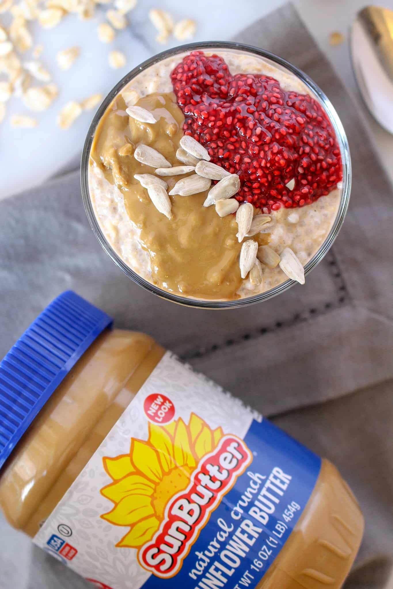 SunButter and Jelly Overnight Oats - Chelsey Amer