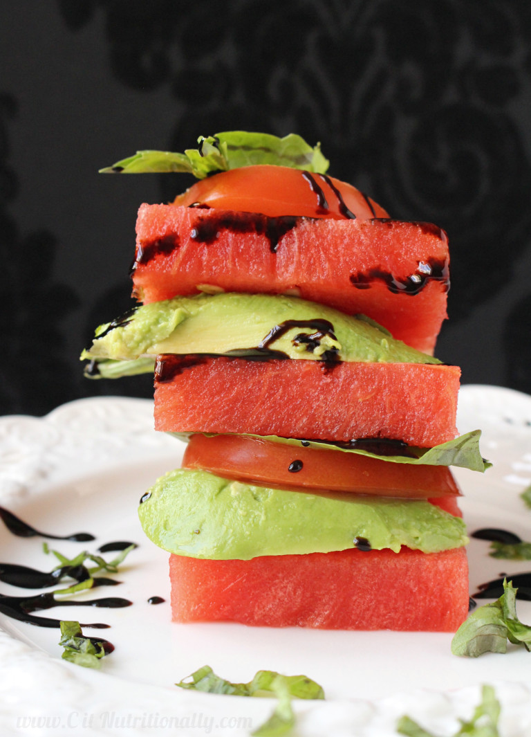 Watermelon Avocado Tomato Stack - Chelsey Amer