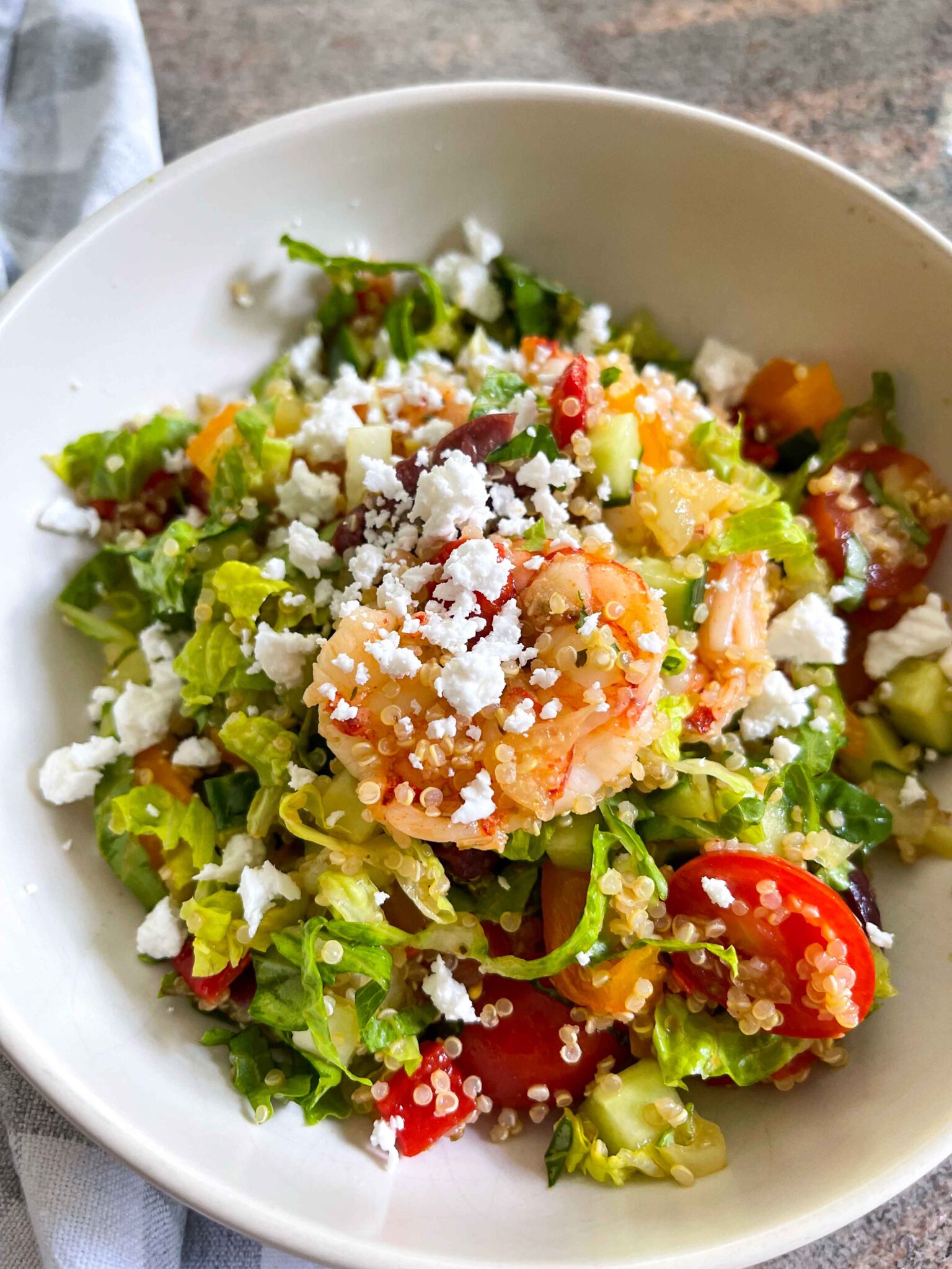 20-Minute Shrimp Quinoa Salad | Chelsey Amer Nutrition